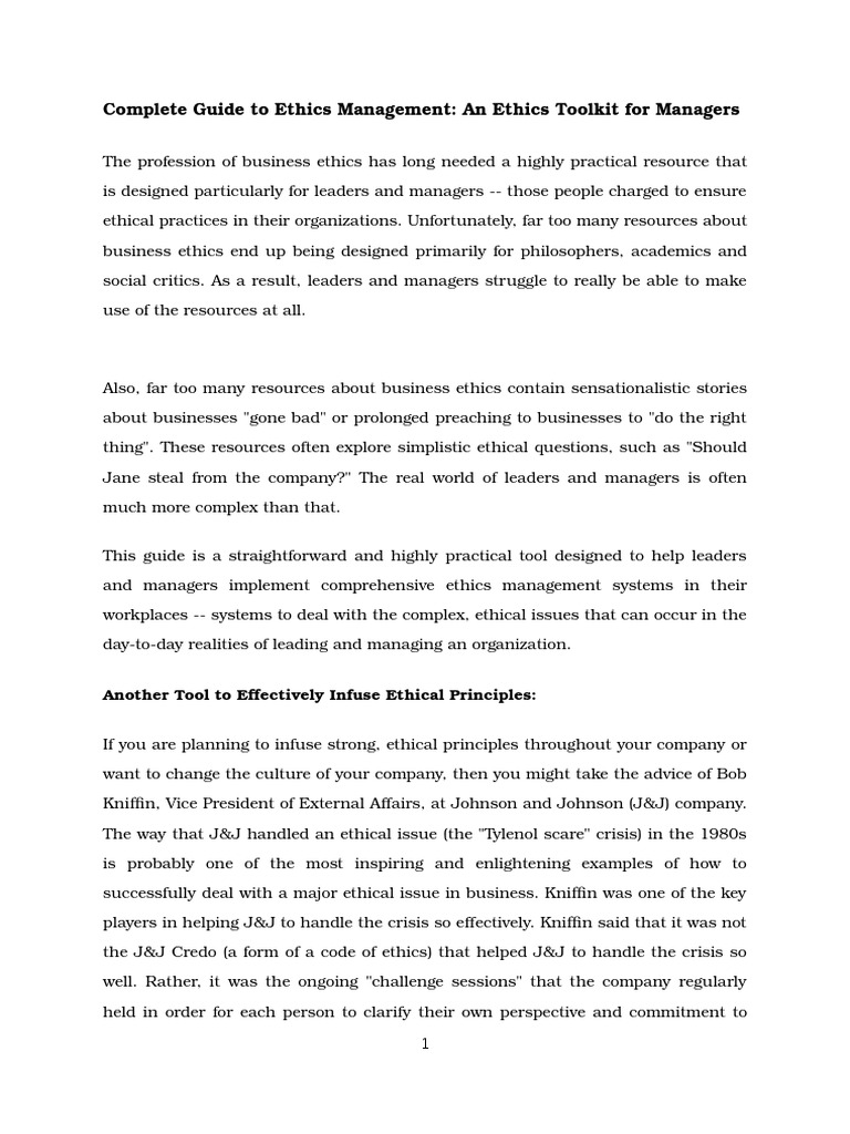 Complete Guide To Ethics Management | PDF | Business Ethics | Value ...