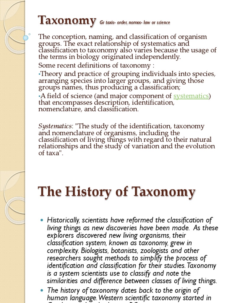 1.history of Taxonomy and Its Importance | Download Free PDF | Taxonomy ...