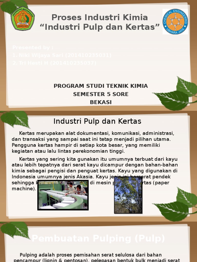 Proses Pembuatan Pulp dan Kertas | PDF