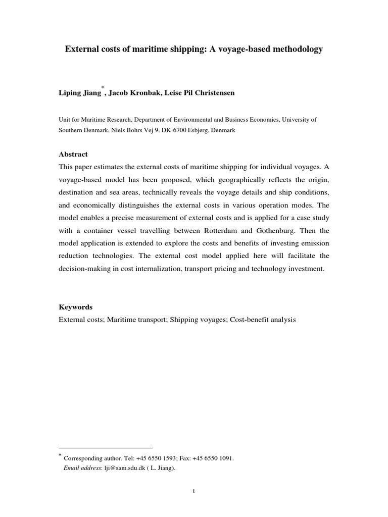External Costs of Maritime Shipping Analysis | PDF | Cost–Benefit ...