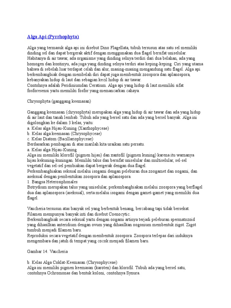 Ciri dan Contoh Alga Api Uniseluler | PDF | Griya & Taman | Kesehatan ...