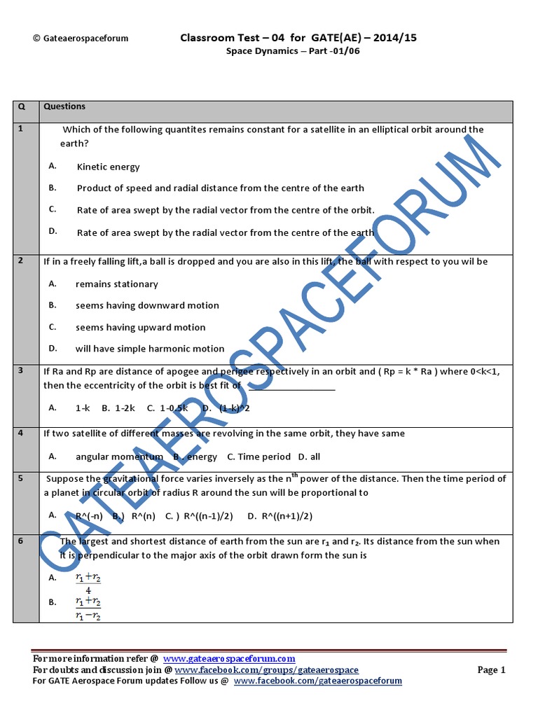 Space Dynamics Classroomexam | PDF | Orbit | Apsis