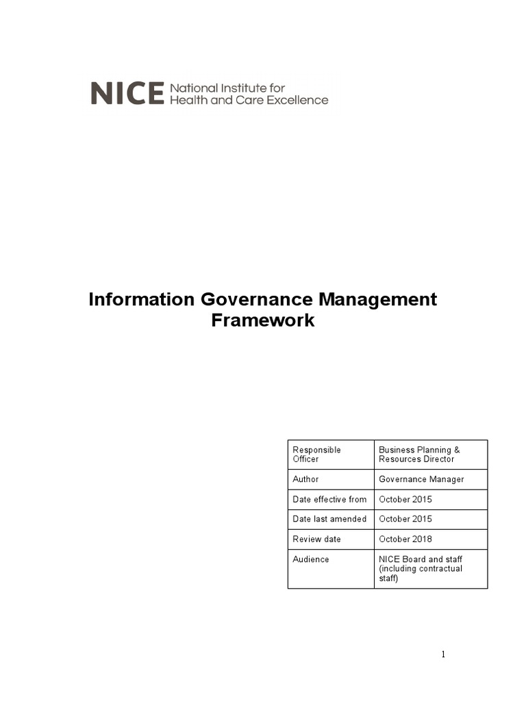 Information Governance Policy and Management Framework | PDF ...