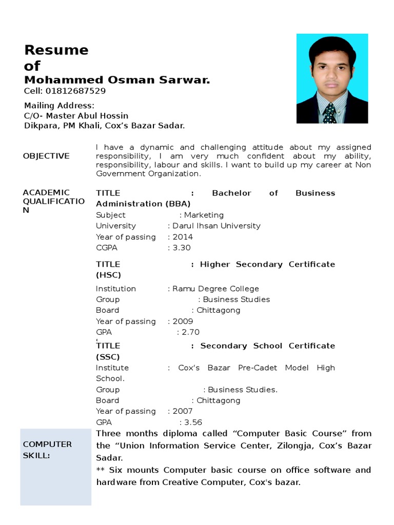 CV of Osman | PDF | Page Layout | Design