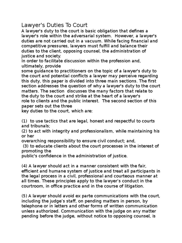 Lawyer's Duties To Court | PDF