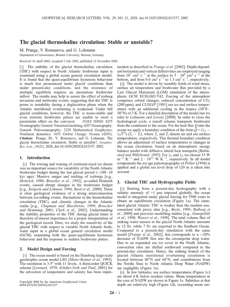The Glacial Thermohaline Circulation | PDF | Atlantic Ocean | General ...