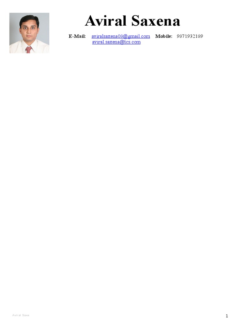 Java Developer Resume - Aviral Saxena | PDF | Oracle Corporation | Digital Technology