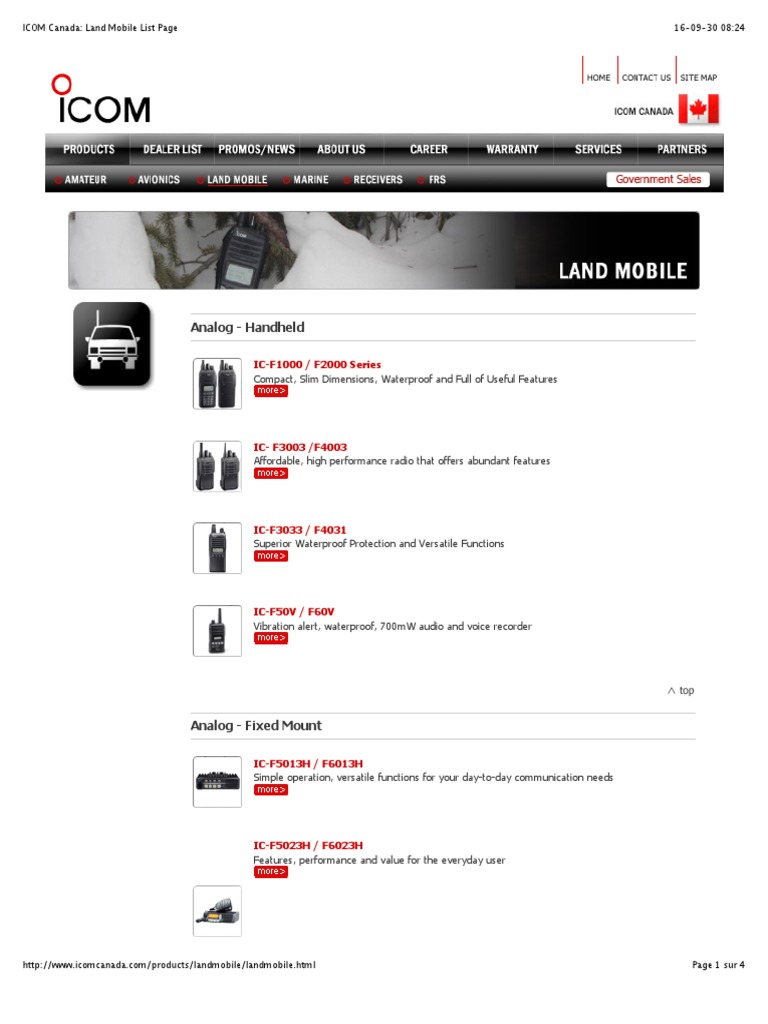 ICOM Canada - Land Mobile List Page | PDF | Very High Frequency | Radio