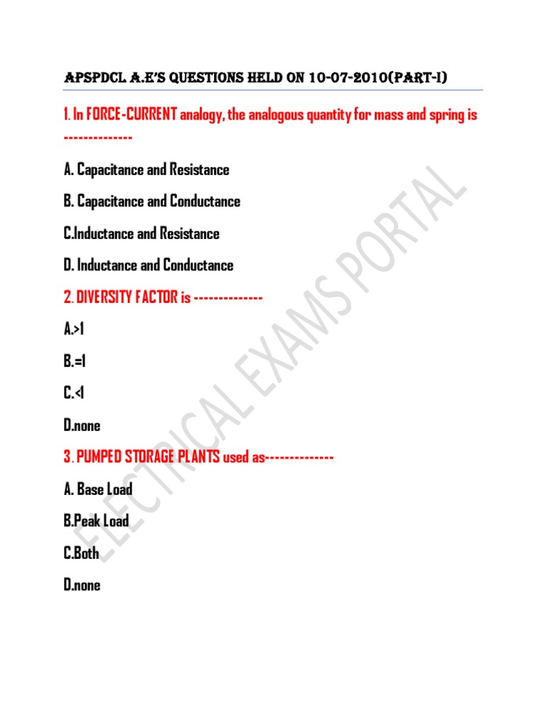 APSPDCL A.E Part-1 | PDF
