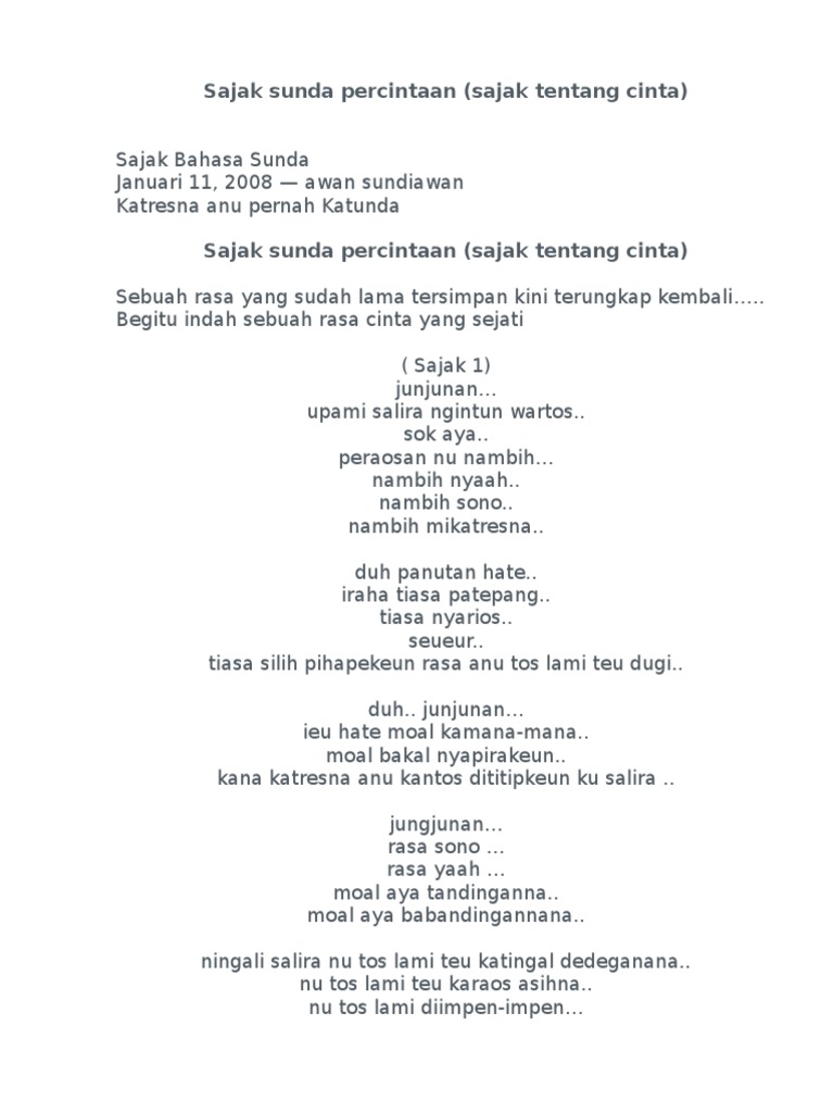 Sajak Cinta dalam Bahasa Sunda | PDF | Puisi
