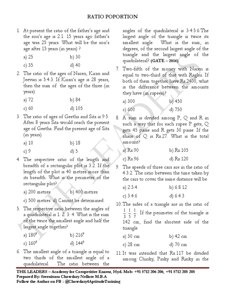 002 - Ratio Proportion | Download Free PDF | Triangle | Ratio