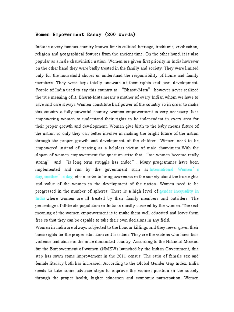 Women Empowerment Essay | PDF
