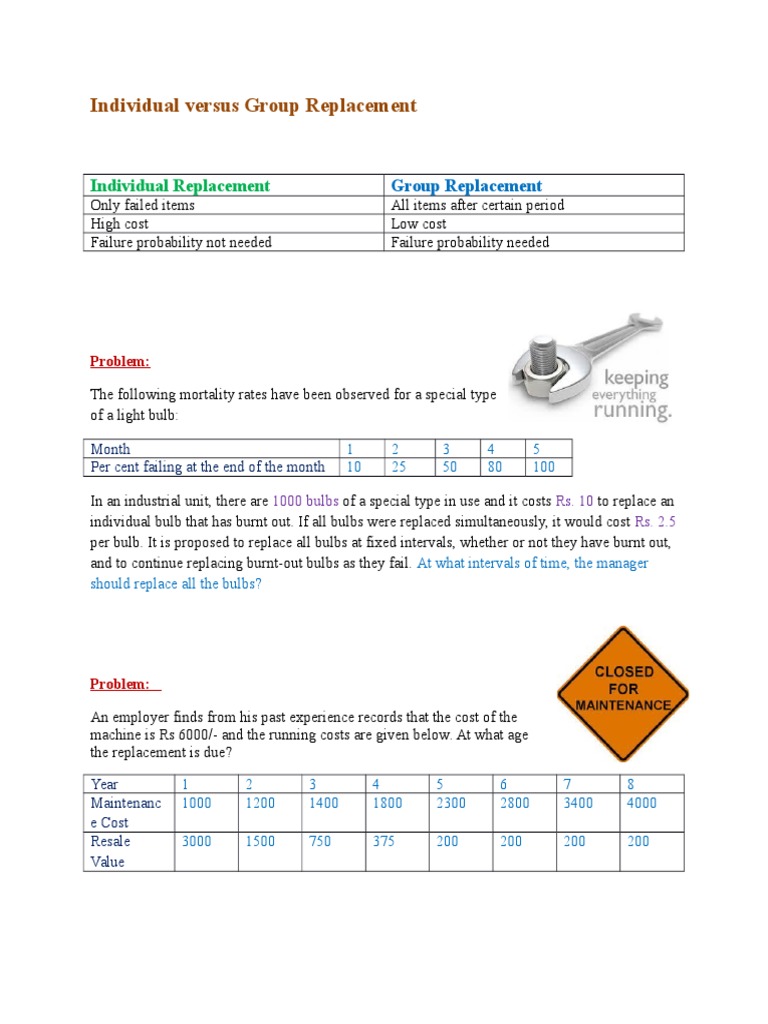 Individual Vs Group Replacement | PDF
