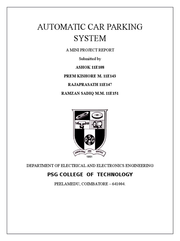 Automatic Car Parking System: A Mini Project Report Submitted by | PDF ...