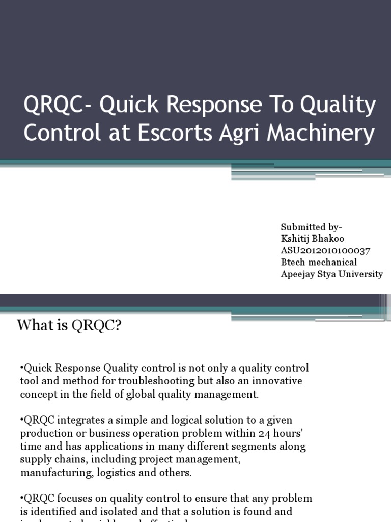 QRQC - Quick Response To Quality Control | PDF | Screw | Gear