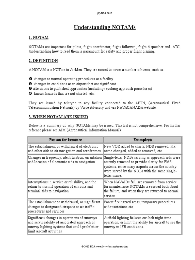 Understanding Notams: 1. Notam | PDF | Air Traffic Control | Transport ...