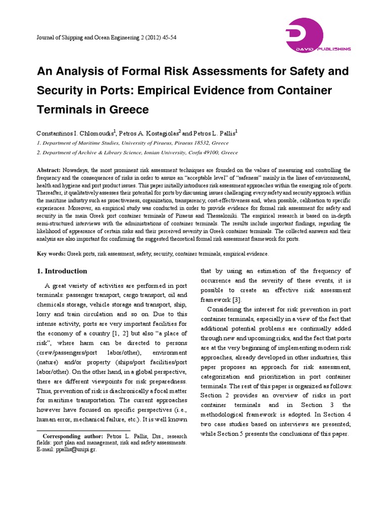 An Analysis of Formal Risk Assessments For Safety and | PDF | Risk ...