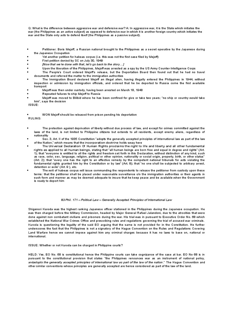 Consti Case Reviewer 2 | PDF | War Crime | Citizenship