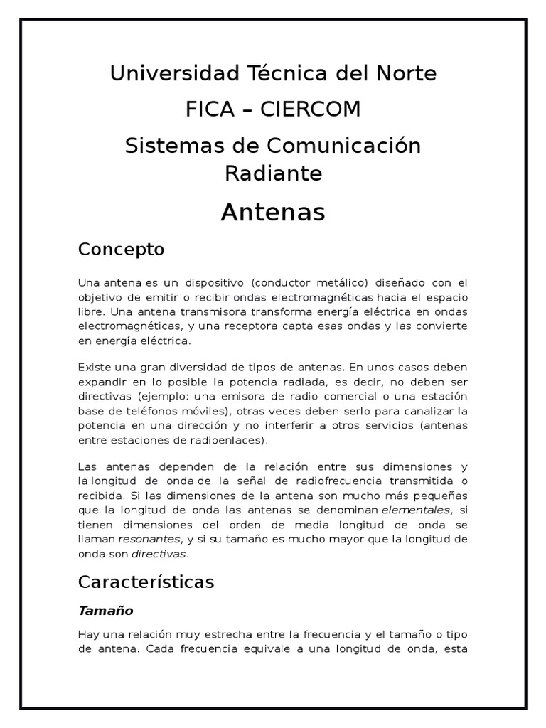 Tipos de Antenas | PDF | Antena (Radio) | Polarización (ondas)