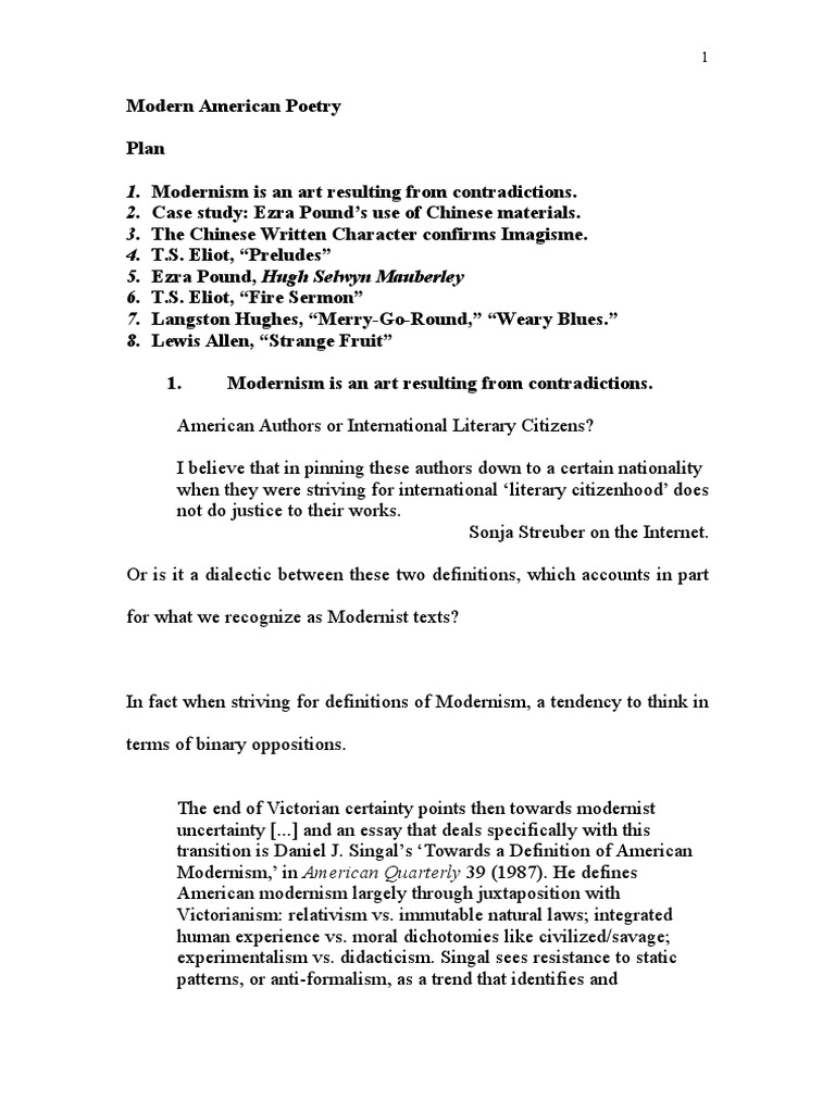 Modern American Poetry Forbes | PDF | Modernism | Poetry