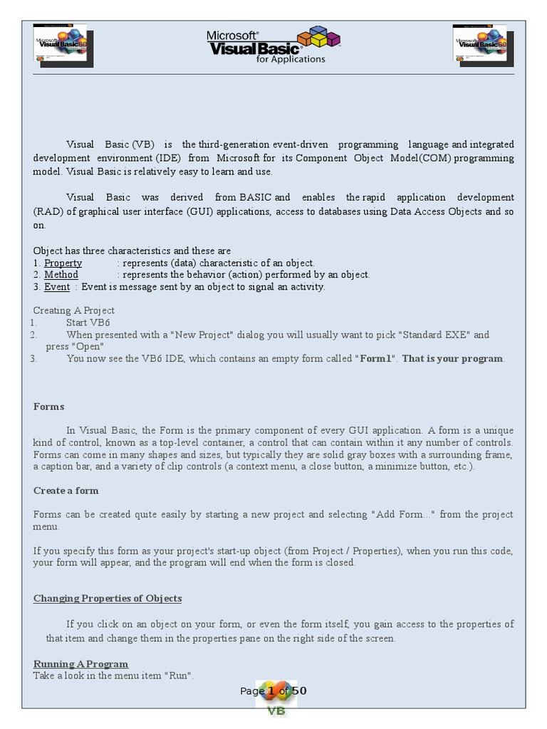 Visual Basic 6 Pdf Subroutine Scope Computer Science