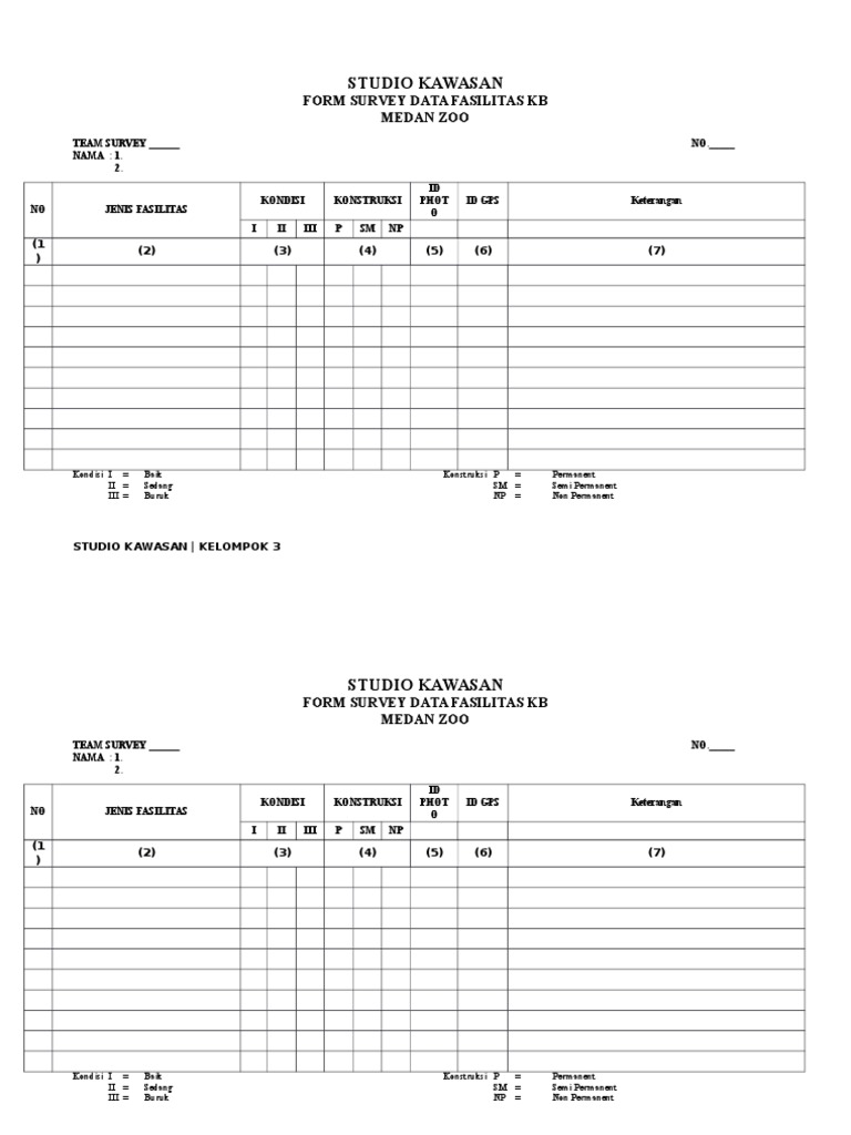 Form Survey Fasilitas Kebun Binatang | PDF | Metode & Bahan Ajar ...
