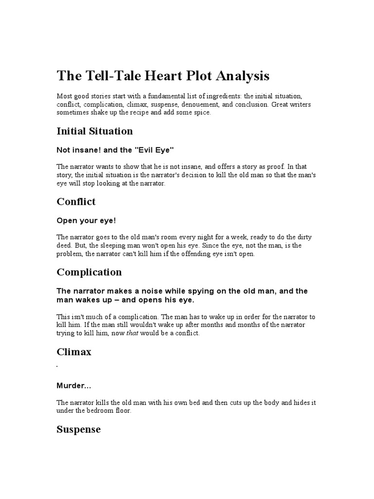 The Tell-Tale Heart Plot Analysis | PDF | Narration