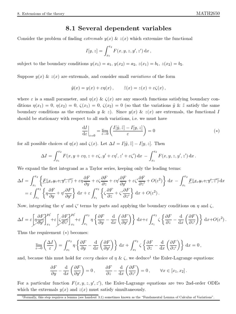 8 Handout | PDF | Calculus Of Variations | Functions And Mappings