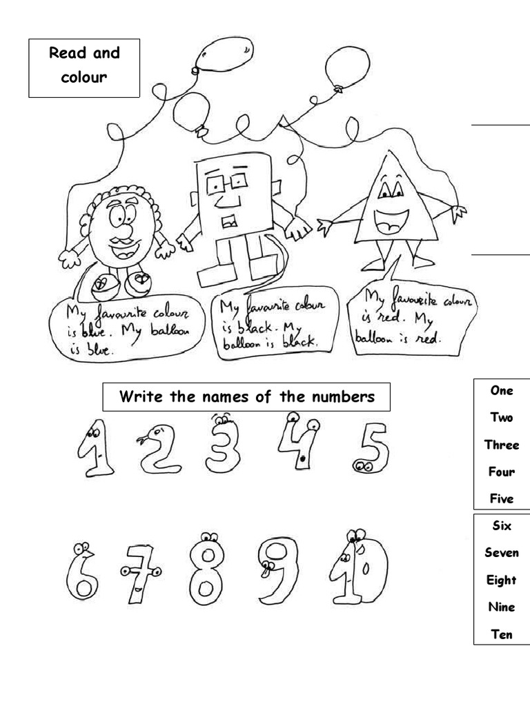 Read and Colour: One Two Three Four Five | PDF