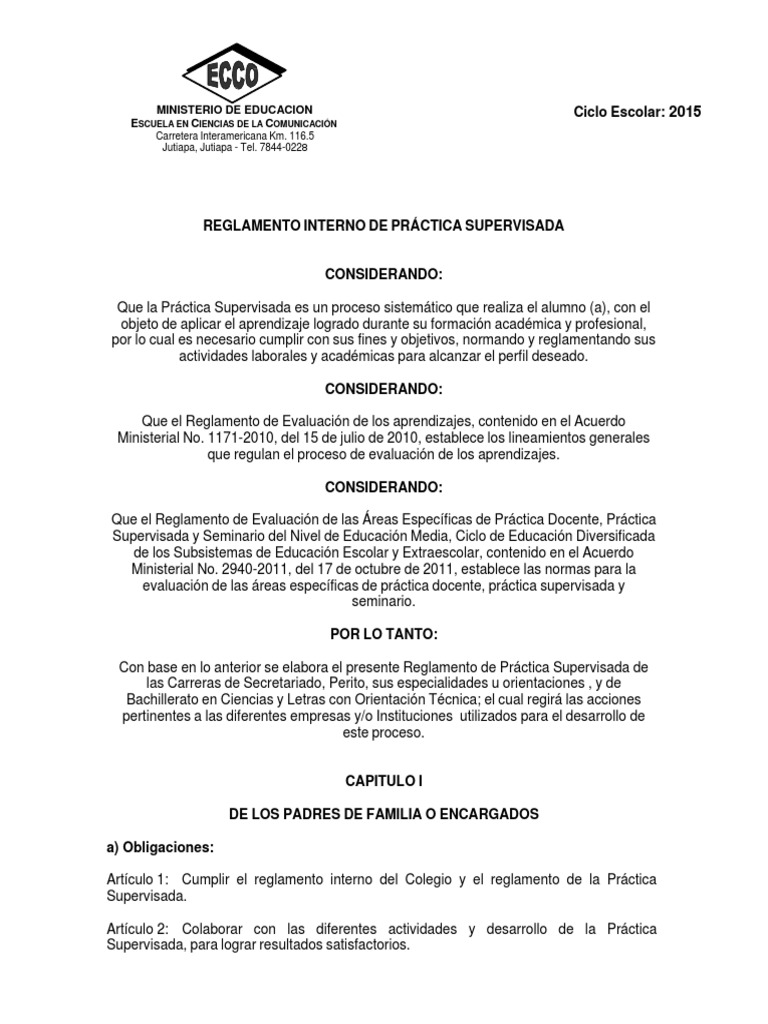 Reglamento Práctica Supervisada | PDF | Evaluación | Science