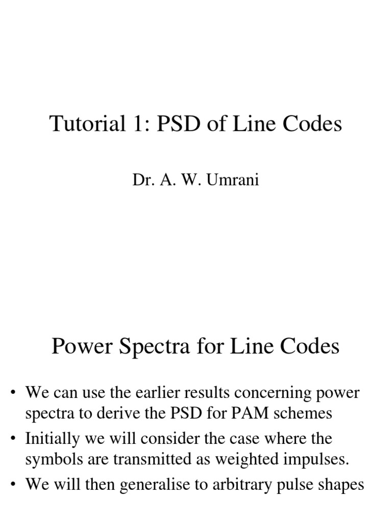 Tutorial 1 Power Spectra For Line Codes | PDF | Spectral Density ...