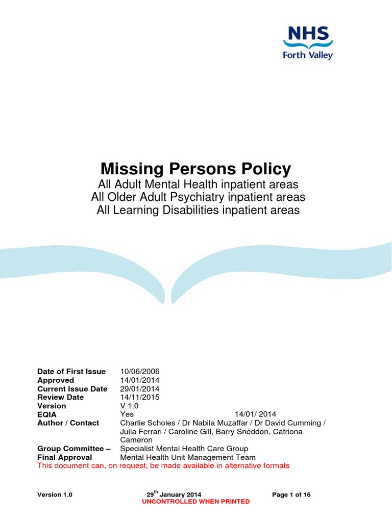 Missing Patients Procedure | PDF | Patient | Hospital