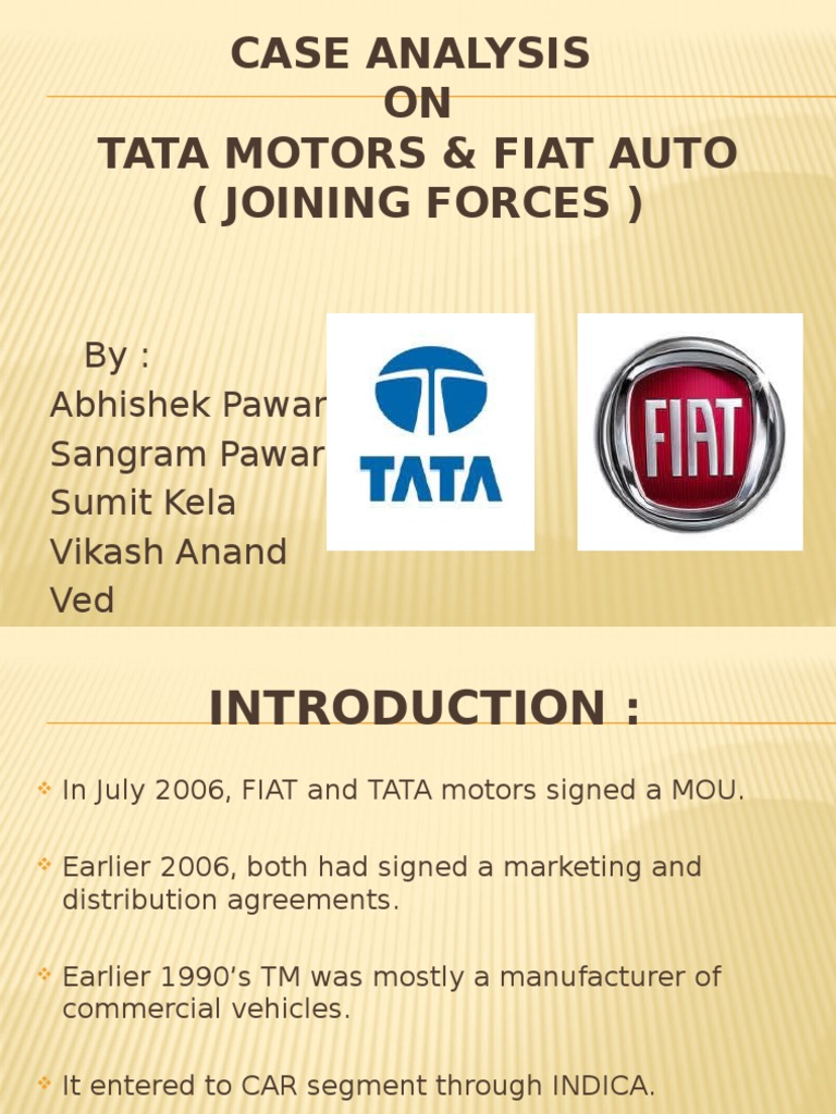 Tata Motors & Fiat Alliance Analysis | PDF | Motor Vehicle | Automobiles