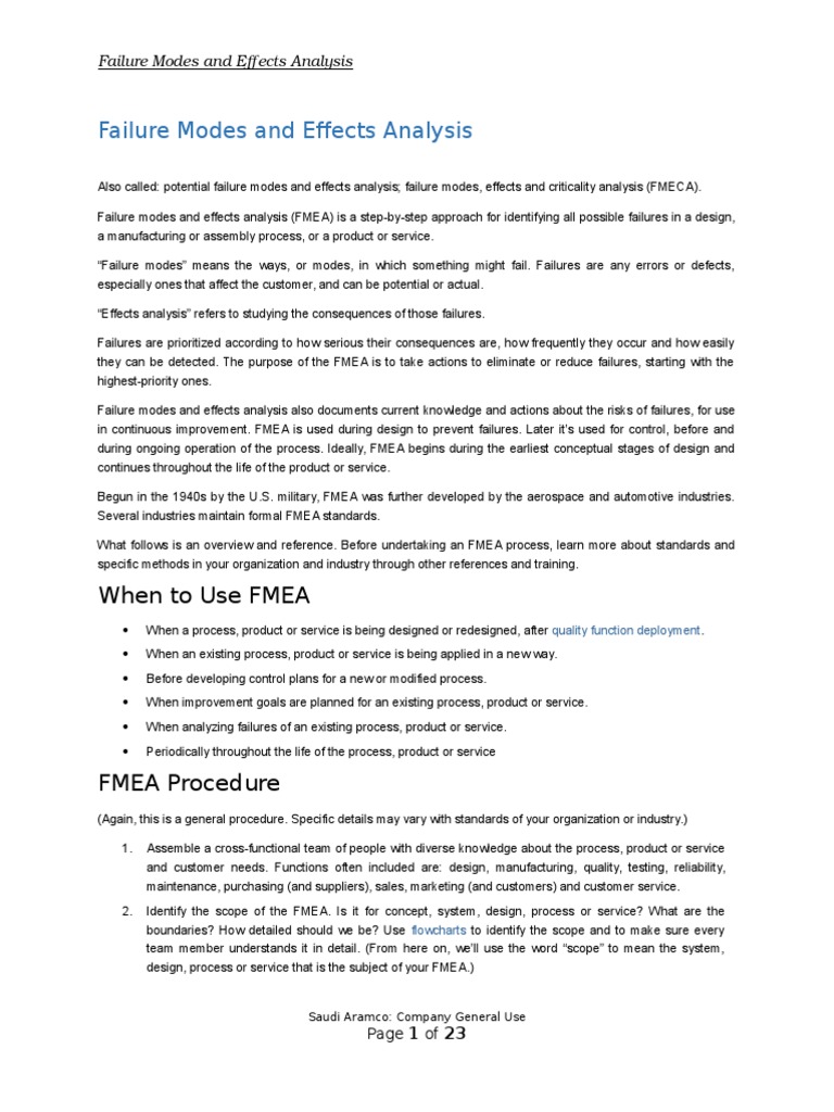 FMEA | PDF | Reliability Engineering | Risk