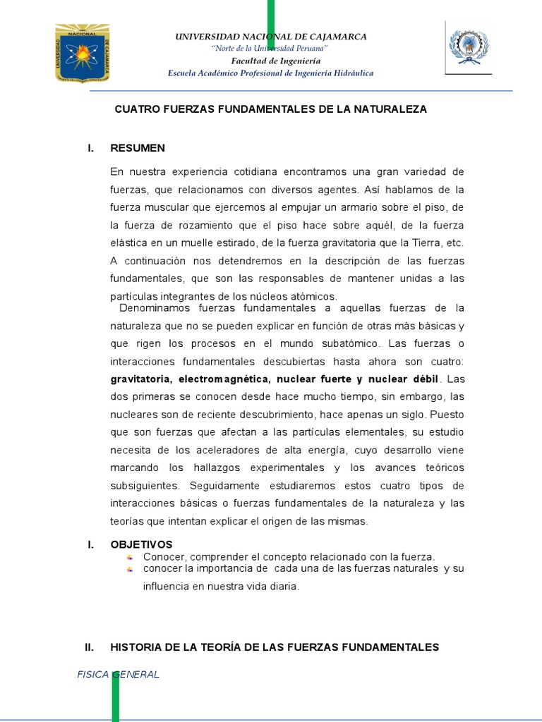 Cuatro Fuerzas Fundamentales de La Naturaleza | PDF | Interacción fundamental | Gravedad