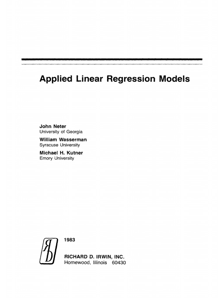 Applied Linear Regression Models | PDF