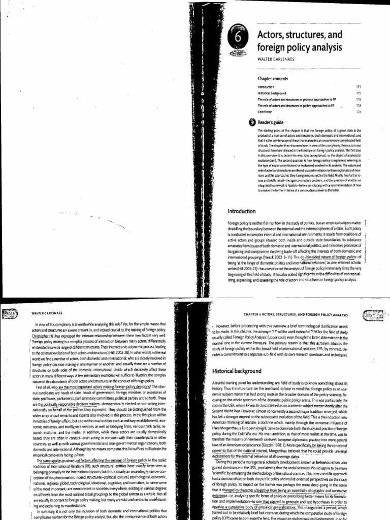 CARLSNAES - Actors, Structures, and Foreign Policy Analysis | PDF