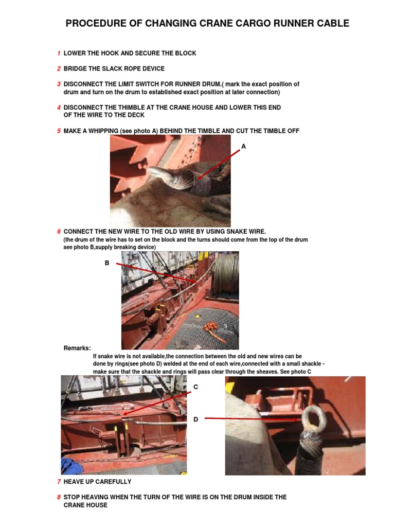 Crane Wire Rope Replacement Procedure | PDF | Crane (Machine) | Wire
