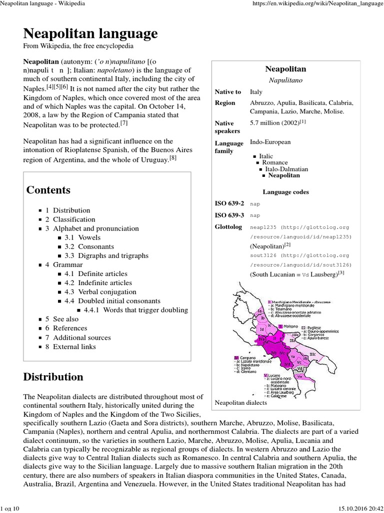 Neapolitan Language - Wikipedia | Grammatical Gender | Grammar
