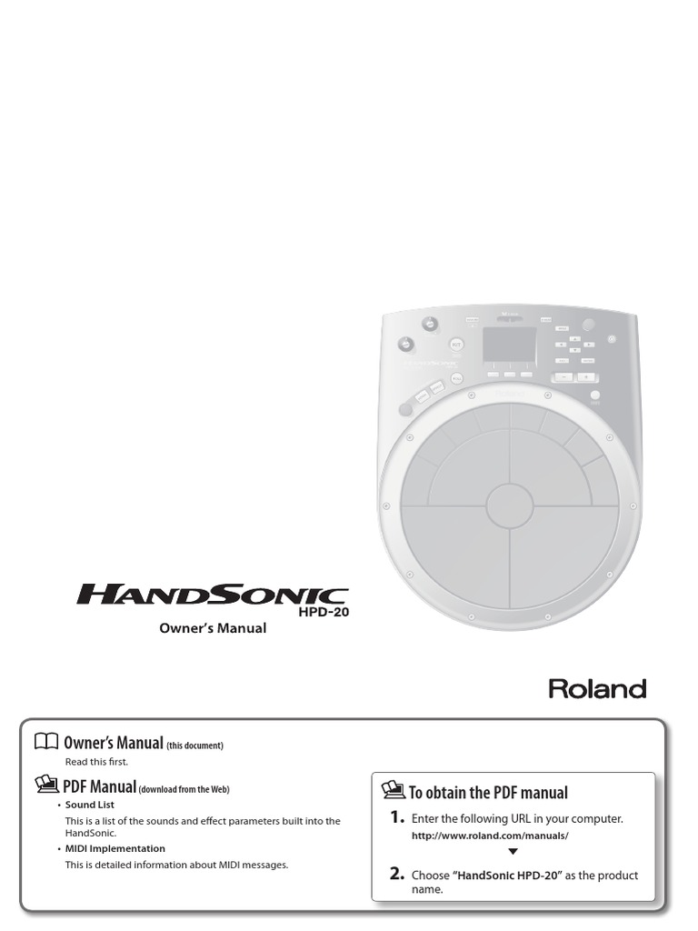 Roland HandSonic HPD-20 - OM | PDF | Tempo | Electrical Connector