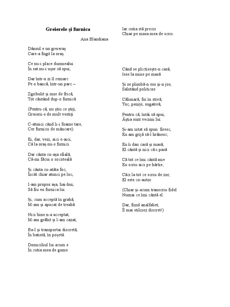 Greierele și furnica