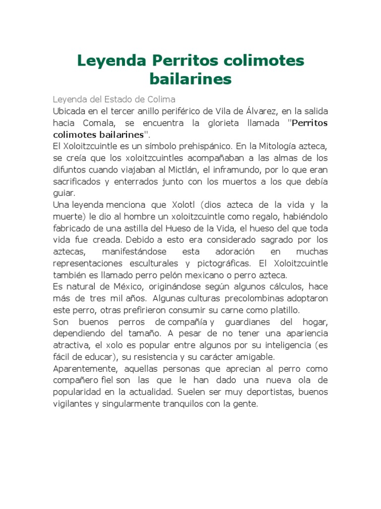Leyenda Perritos Colimotes Bailarines | PDF