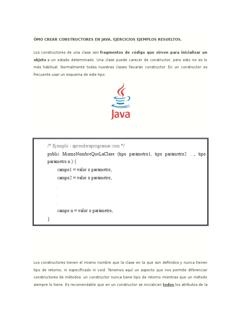 Cómo Crear Constructores en Java | PDF