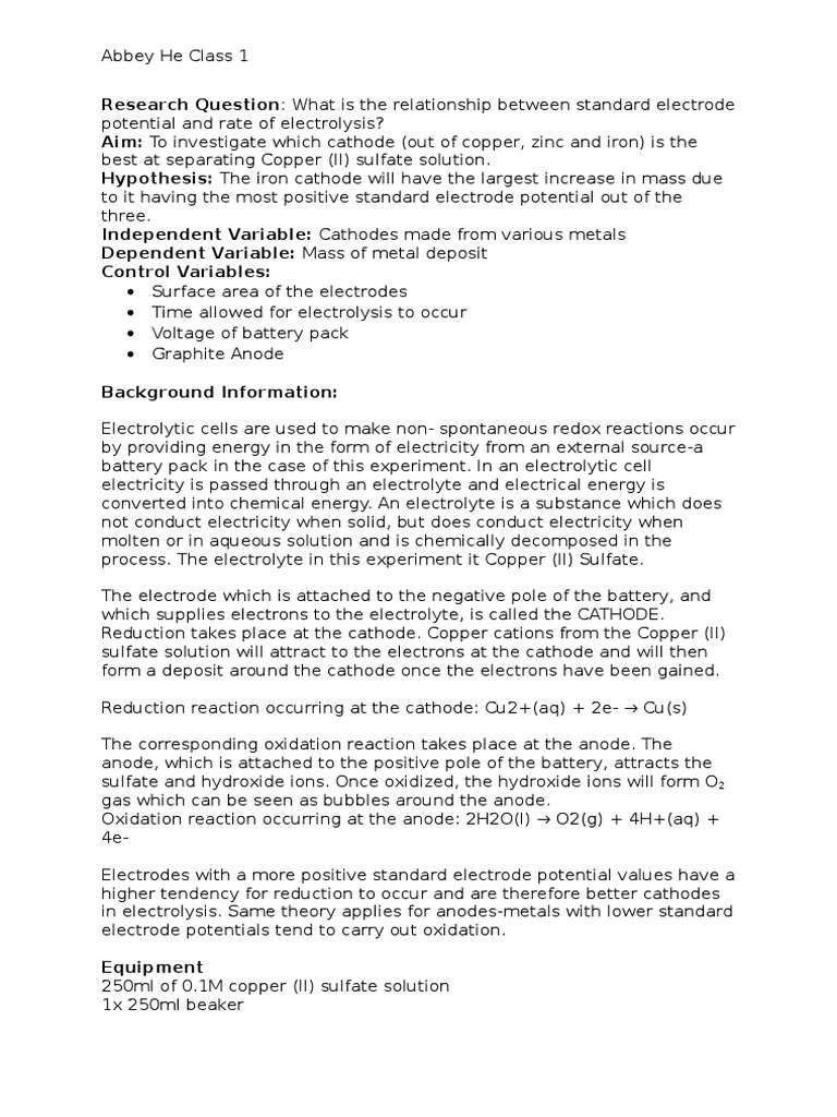Chemistry Voltaic Cell Design Lab | PDF | Redox | Cathode