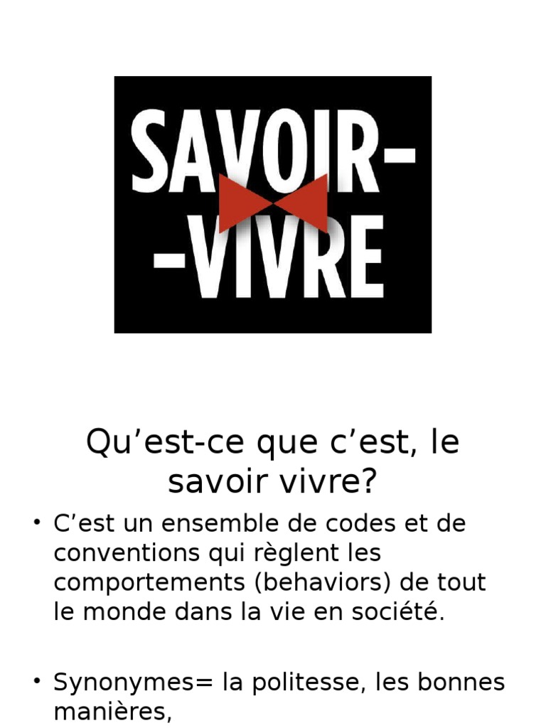 Comprendre le Savoir-Vivre en Société | PDF