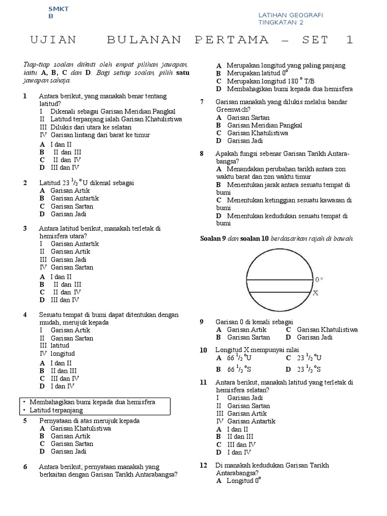 Latihan Geografi Tingkatan 2 | PDF