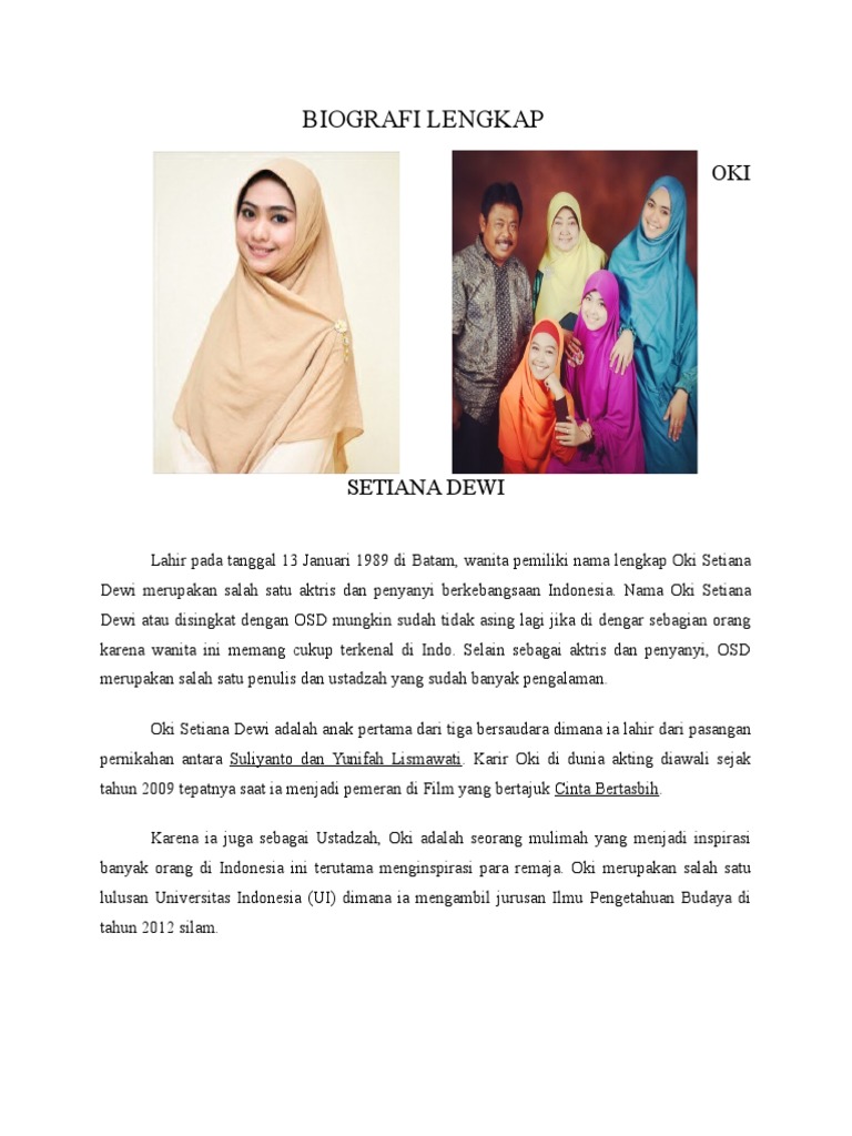 Biografi Lengkap Oki Setiana Dewi | PDF