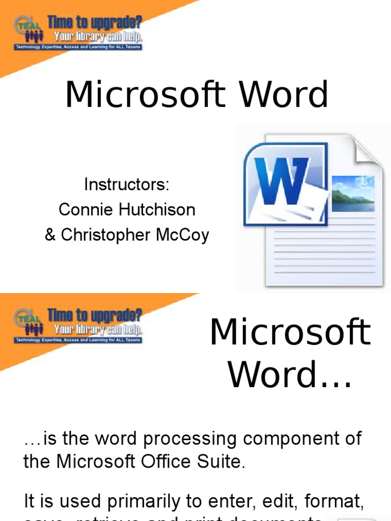 Microsoft Word: Instructors: Connie Hutchison & Christopher Mccoy | PDF