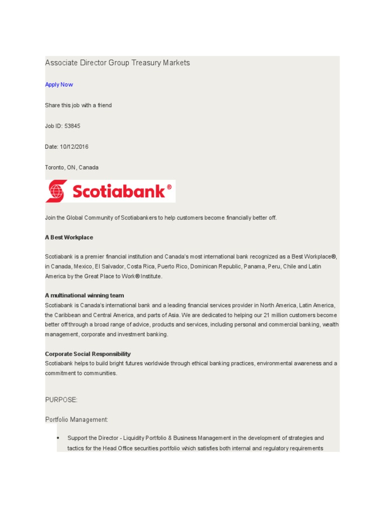 Associate Director Group Treasury Markets | PDF | Strategic Management ...