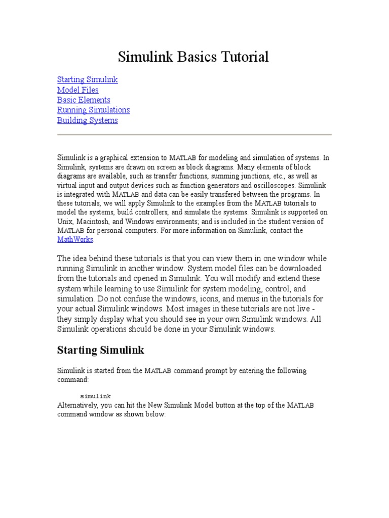 Simulink Basics Tutorial | PDF | Matlab | Force